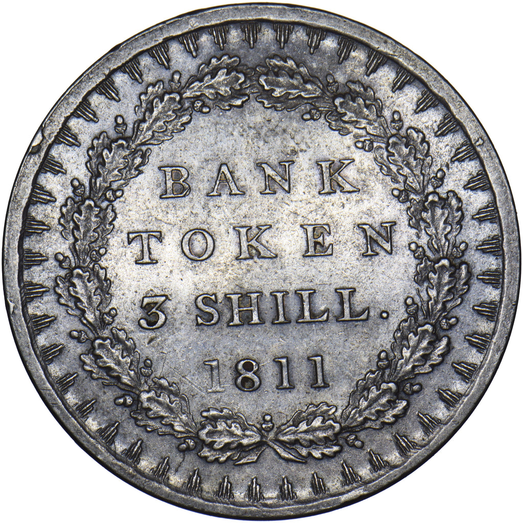 1811 3 Shillings Bank Token - George III British Silver Coin - Very Ni ...