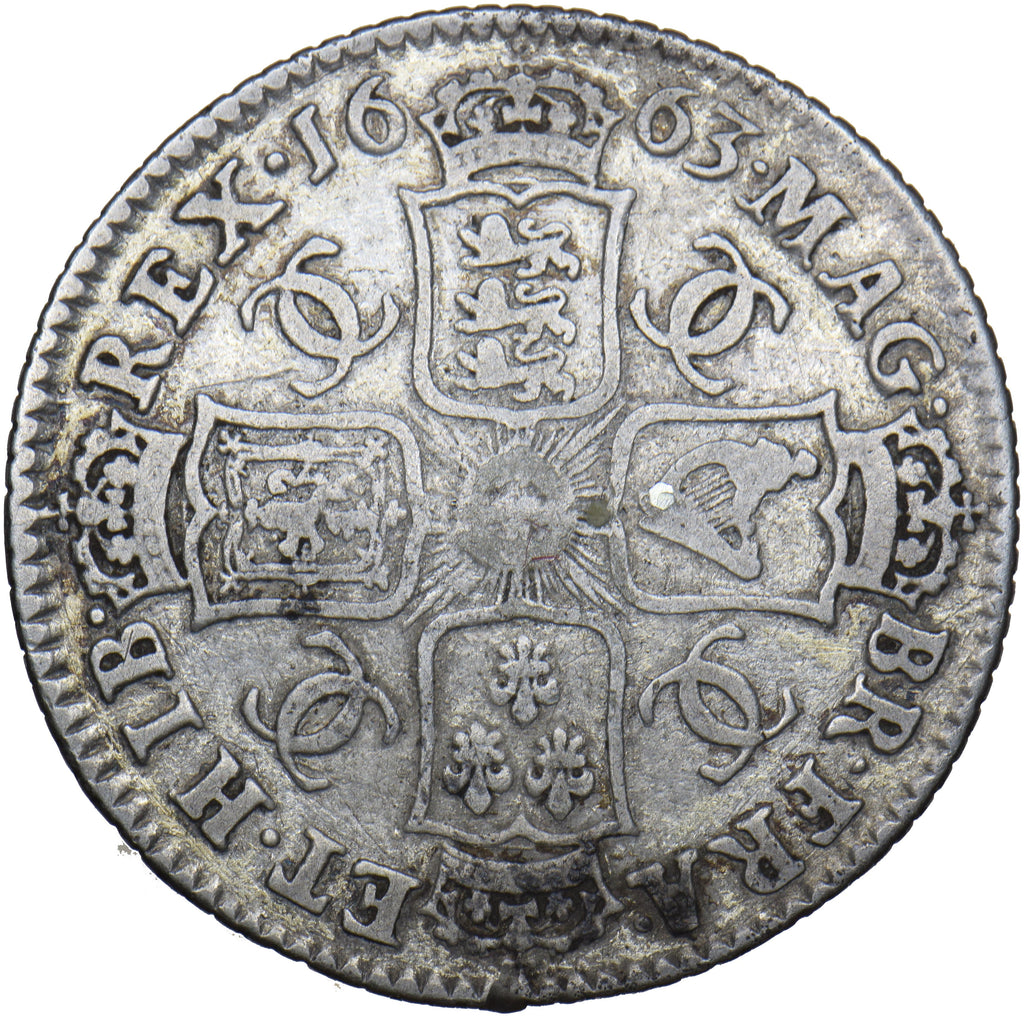 1663 Shilling (Shields Transposed) - Charles II British Silver Coin ...