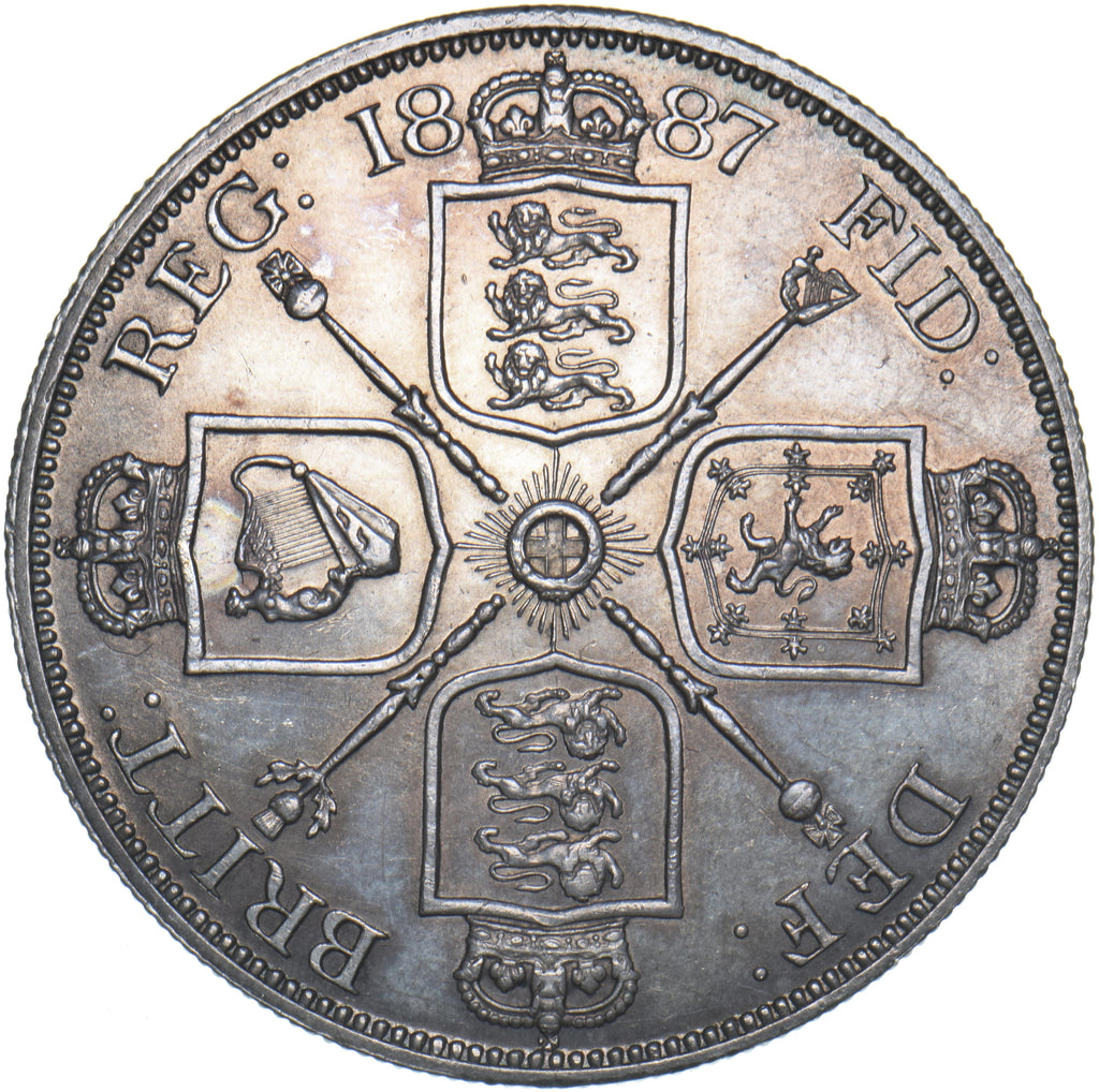 1887 Double Florin (Roman 1) - Victoria British Silver Coin - Very Nic ...