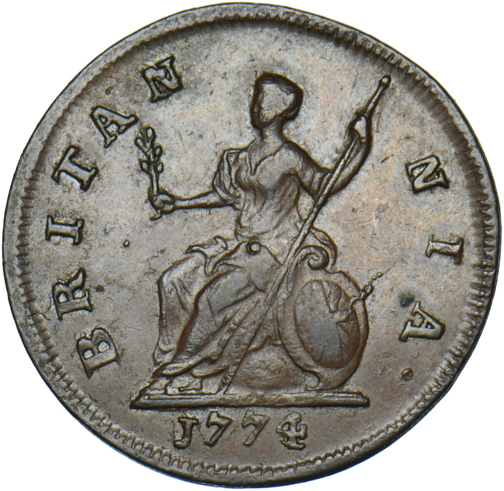 1774 Farthing - George III British Copper Coin - Very Nice – The Coin King