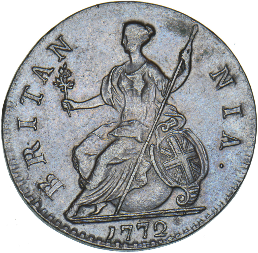 1772 Halfpenny - George III British Copper Coin - Very Nice – The Coin King