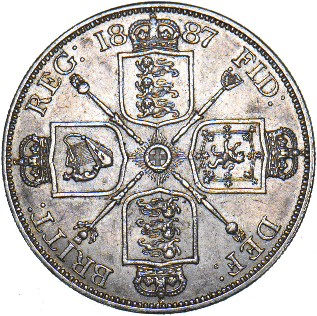 1887 Double Florin (Roman 1) - Victoria British Silver Coin - Very Nic ...