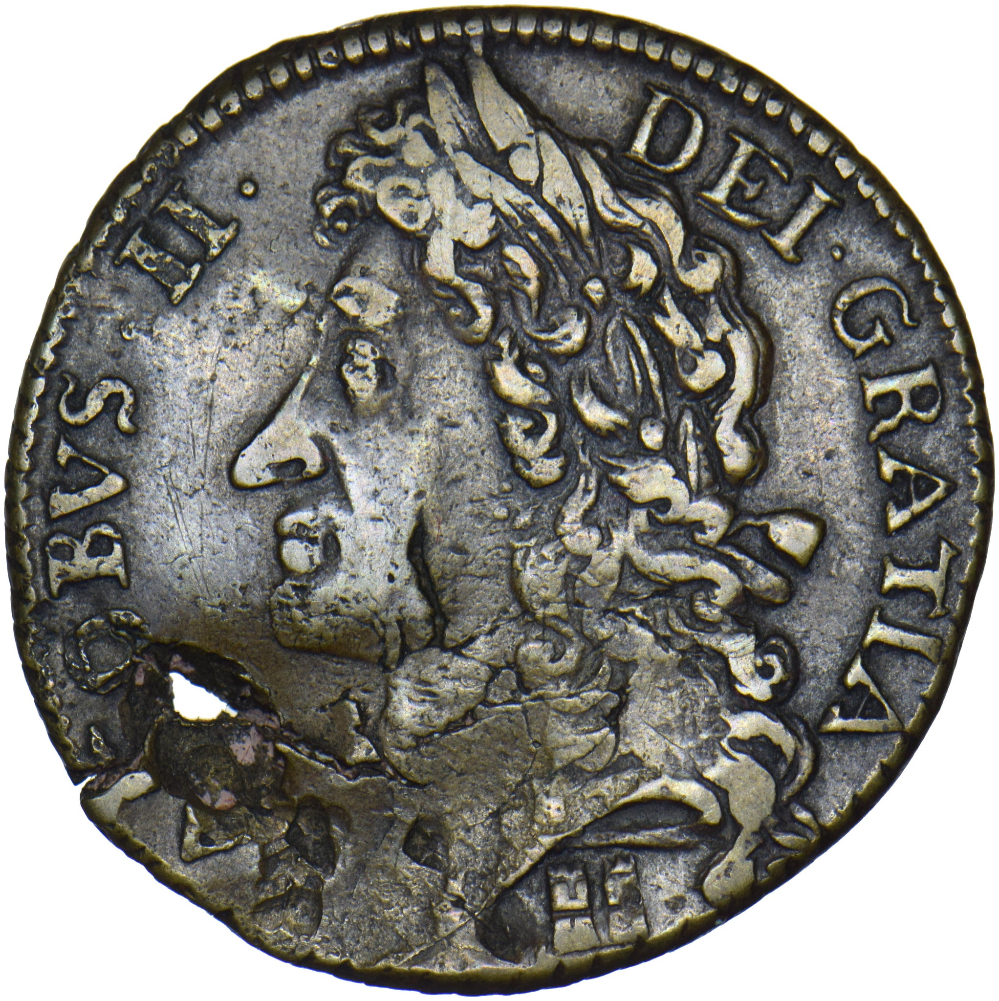 1689 Ireland Gunmoney Shilling (Castle Below) - James II Copper Coin V ...
