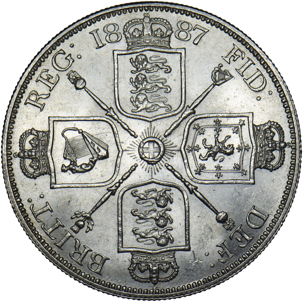 1887 Double Florin (Roman 1) - Victoria British Silver Coin - Very Nic ...
